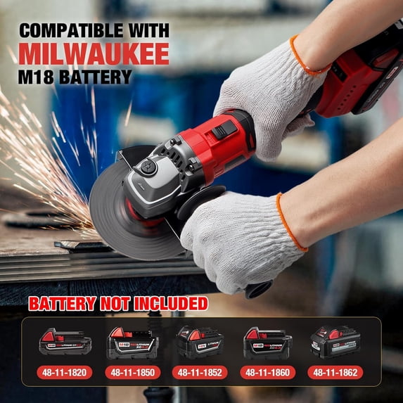 Angle Grinder Cordless for Milwaukee M18 18V Battery, Brushless ...