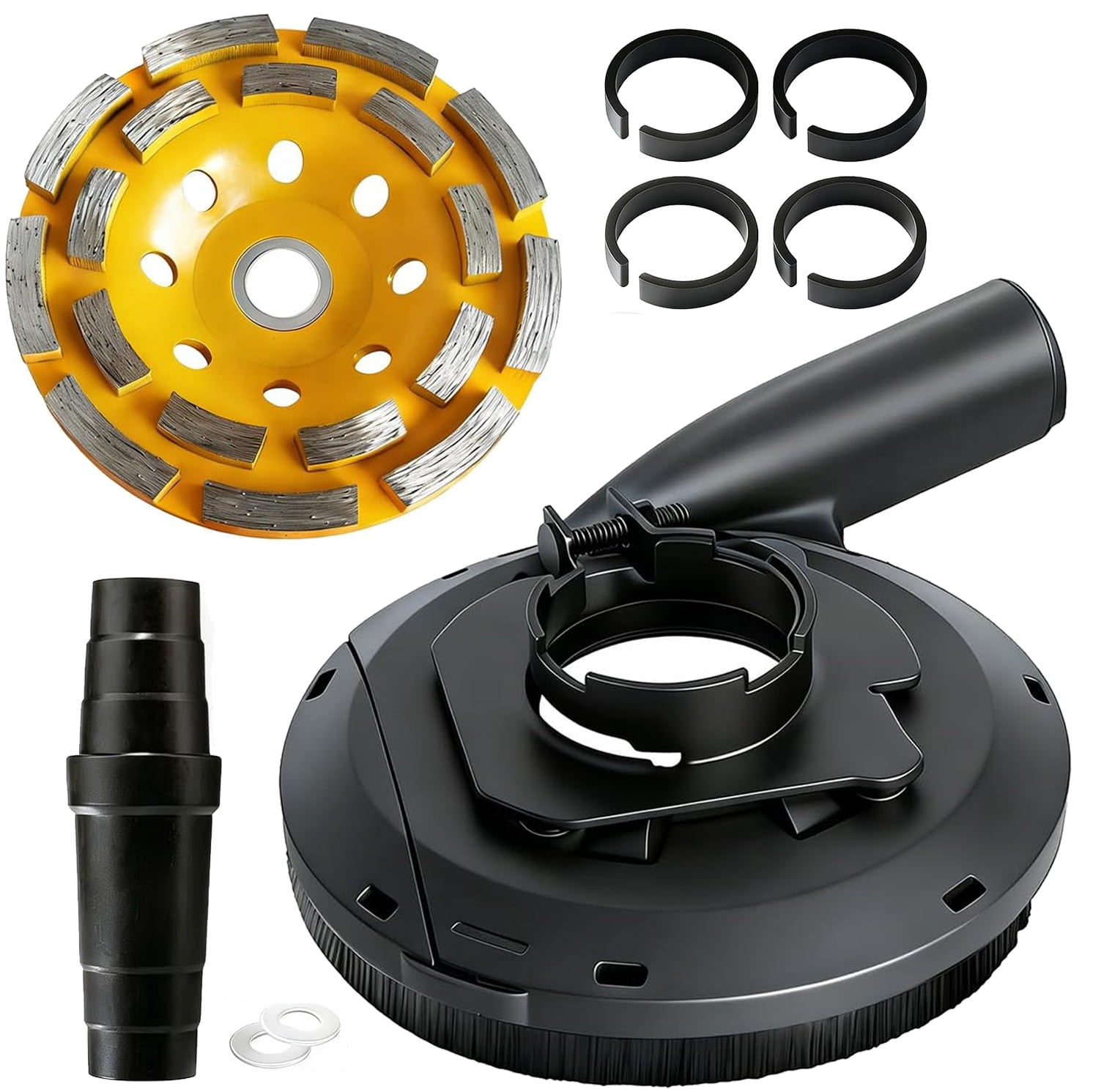 Angle Grinder Dust Shroud 4.5"/5" + Diamond Concrete Grinding Wheel 4.5 ...