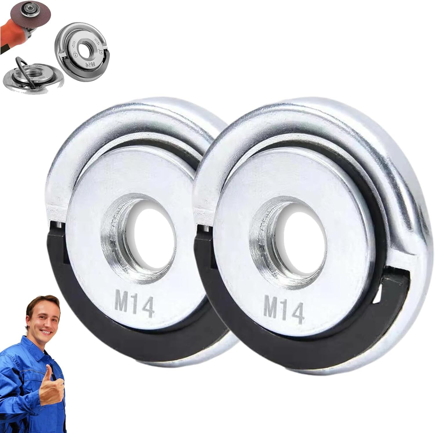 Angle Grinder Tool Flange Nut, 2-Pack M14 Locking Retaining Flange Nut ...