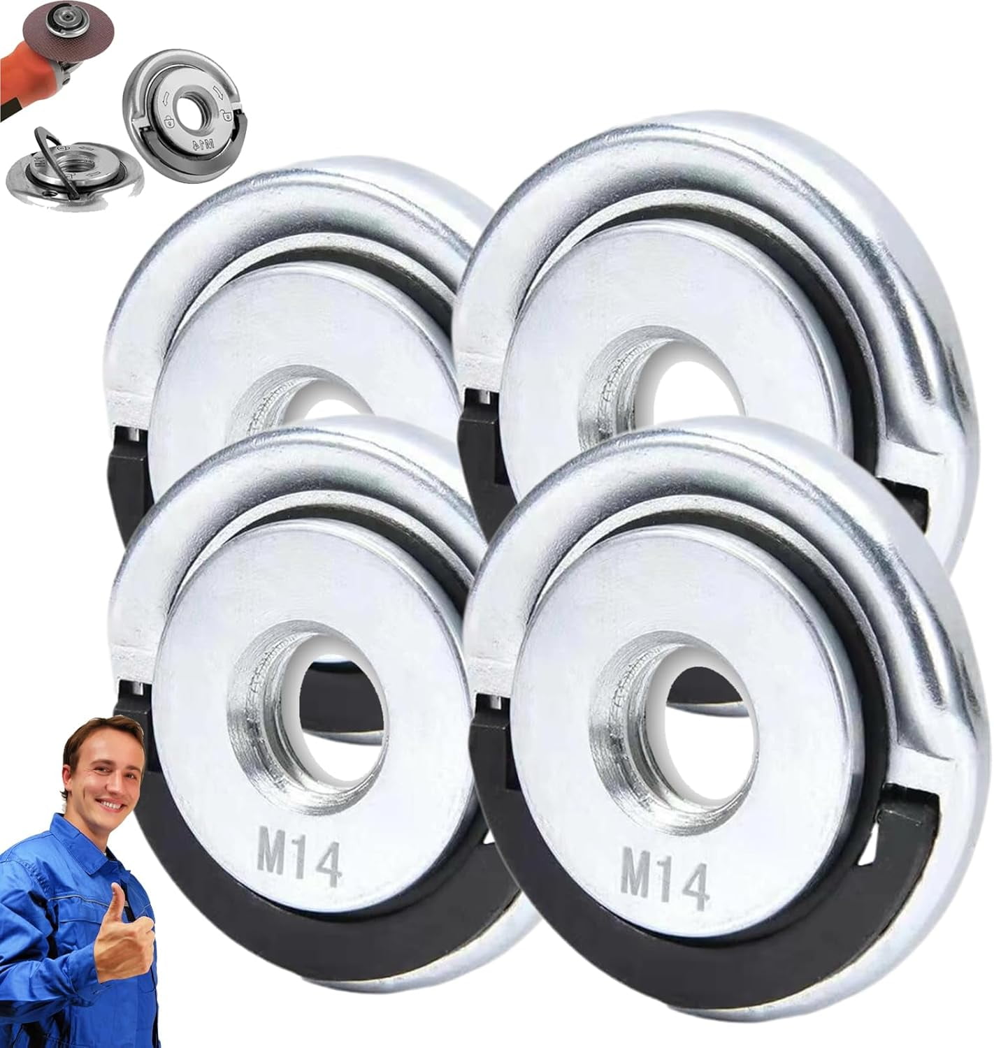 Angle Grinder Tool Flange Nut, 2-Pack M14 Locking Retaining Flange Nut ...