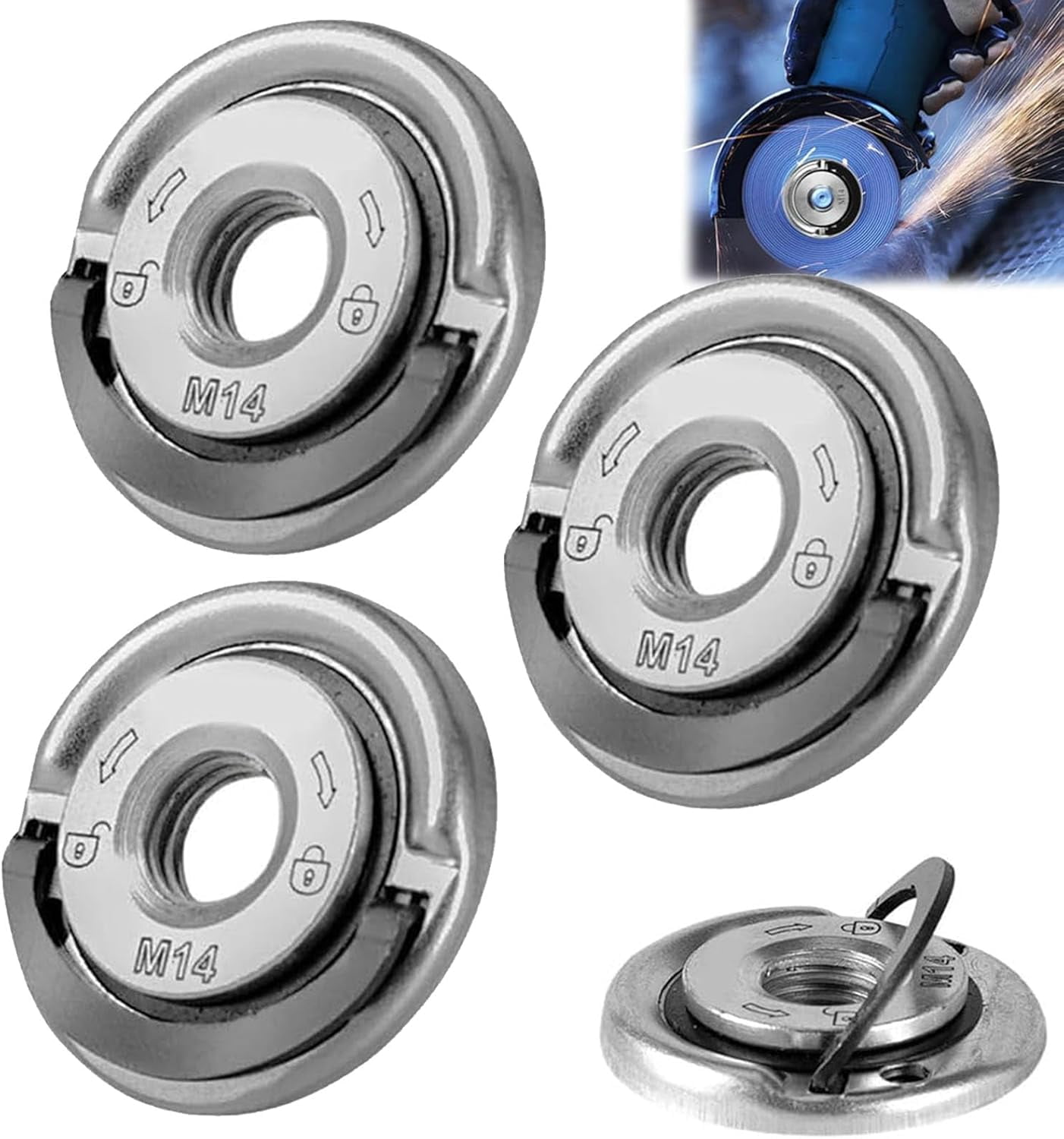 Angle Grinding Tool Flange Nut, 5/8"-11/M14/M10 Thread Angle Grinder ...