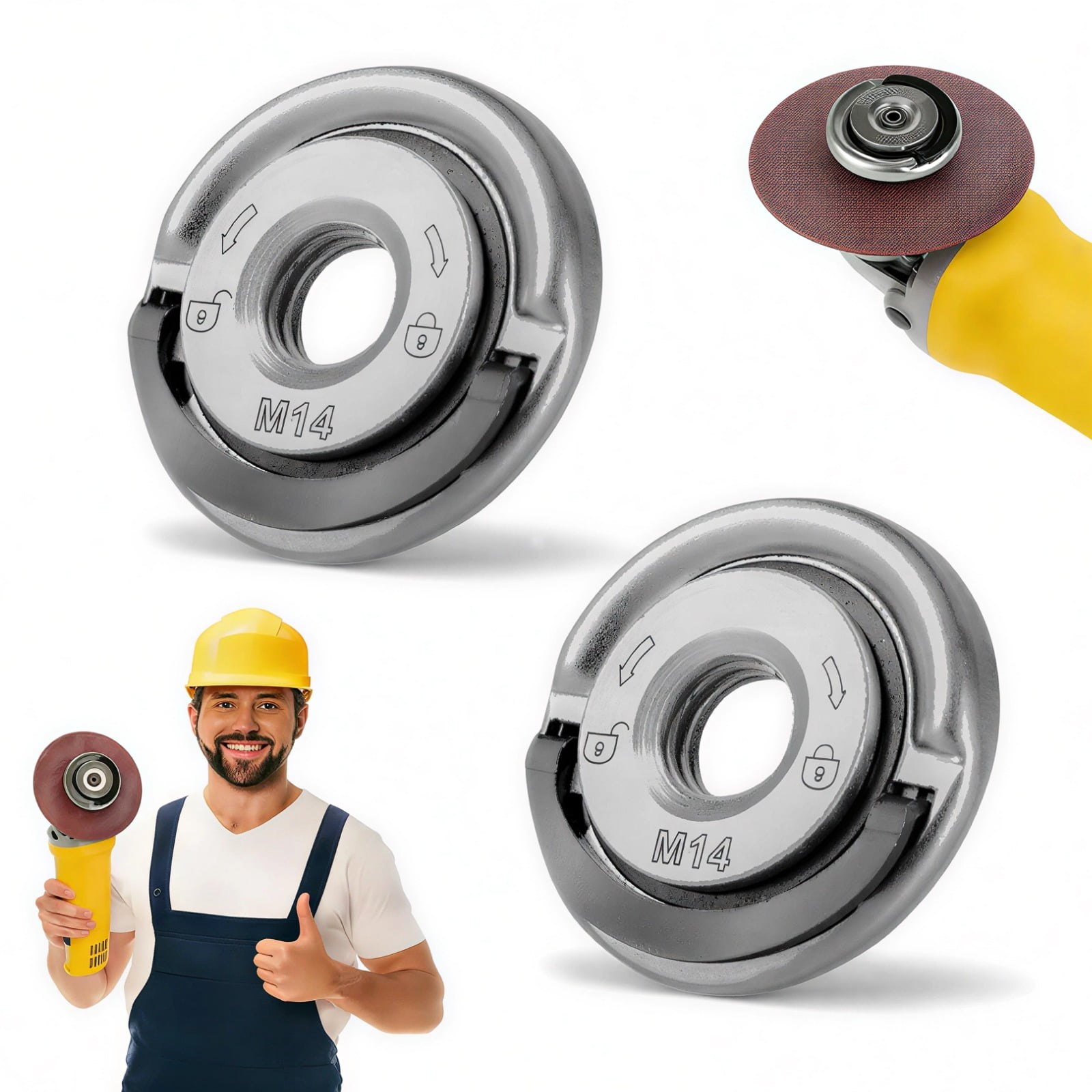 Angle Grinding Tool M14 Flange Nut: Portable Self-Locking Retaining Nut ...