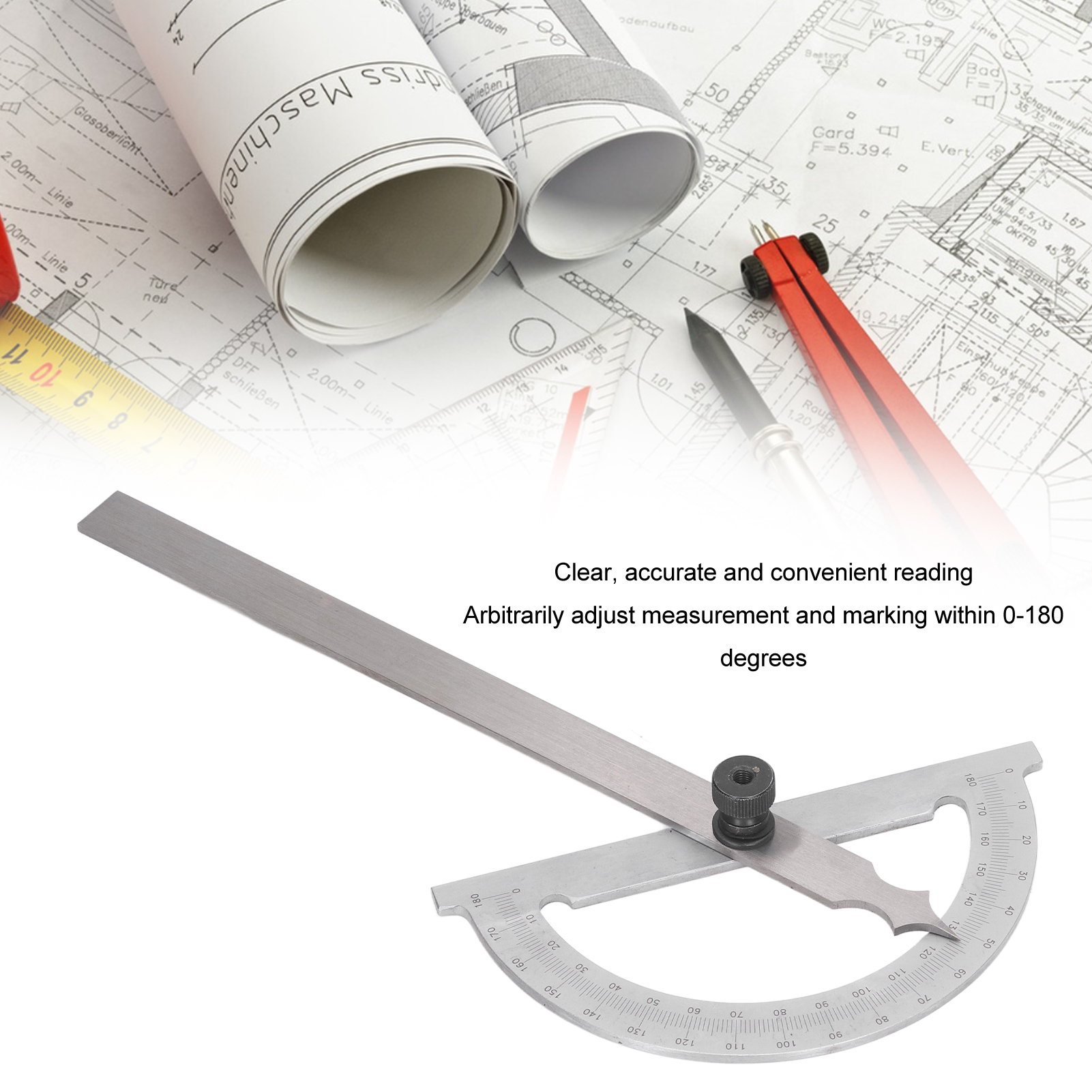 Angle Protractor - 0-180 Degree Measurement Tool For Woodworking And ...