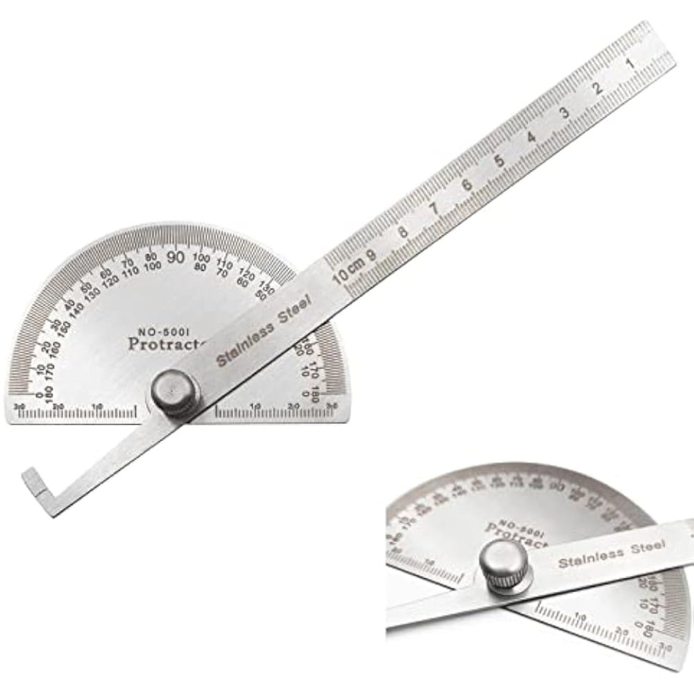 Angle Protractor,Stainless Steel Angle Ruler Finder 0-180 Degrees,10 cm ...