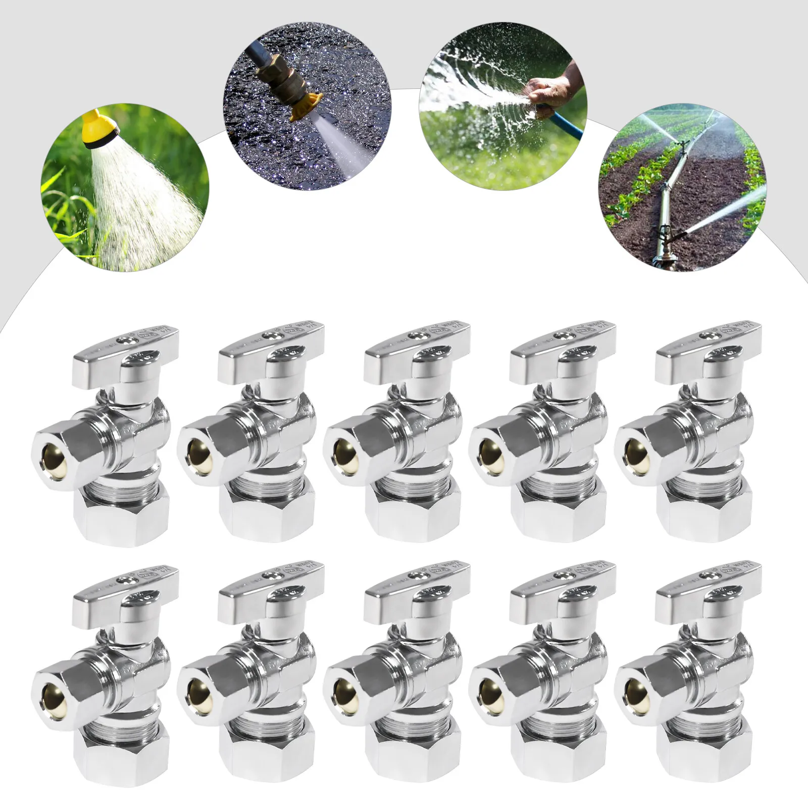 Angle Stop Shut off Valve 1/4 Quarter Turn 5/8" OD Compression Inlet X ...