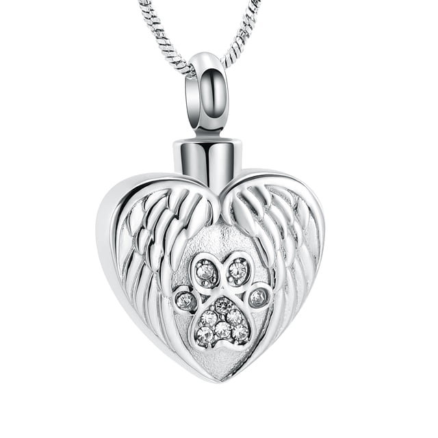 Angle Wing Urn Necklace Lockets for Dog Cat Ashes Holder Heart Pendent ...