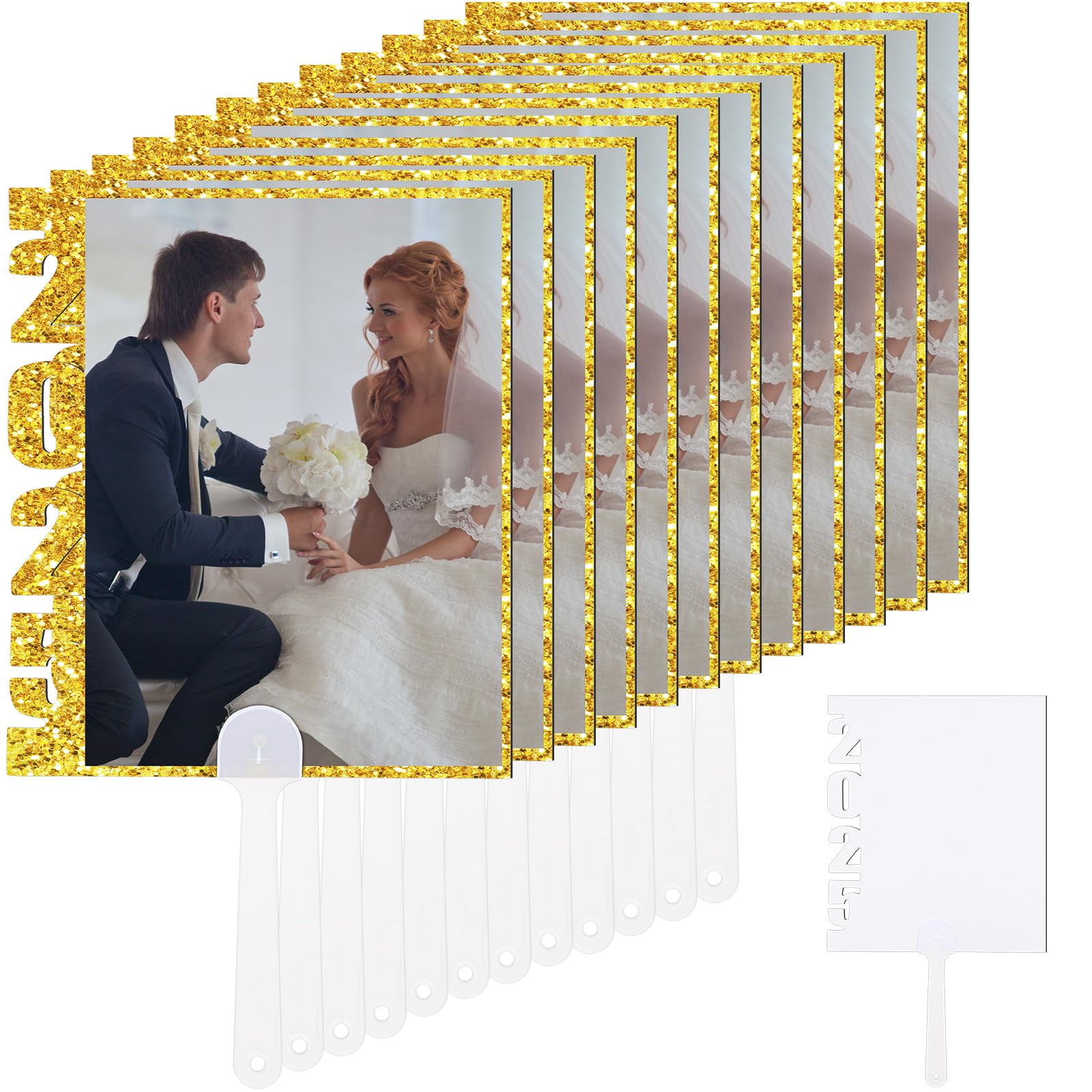 Anglechic 12 PcsEGSC Sublimation Wedding Fans Blank 2025 DIY Wedding ...