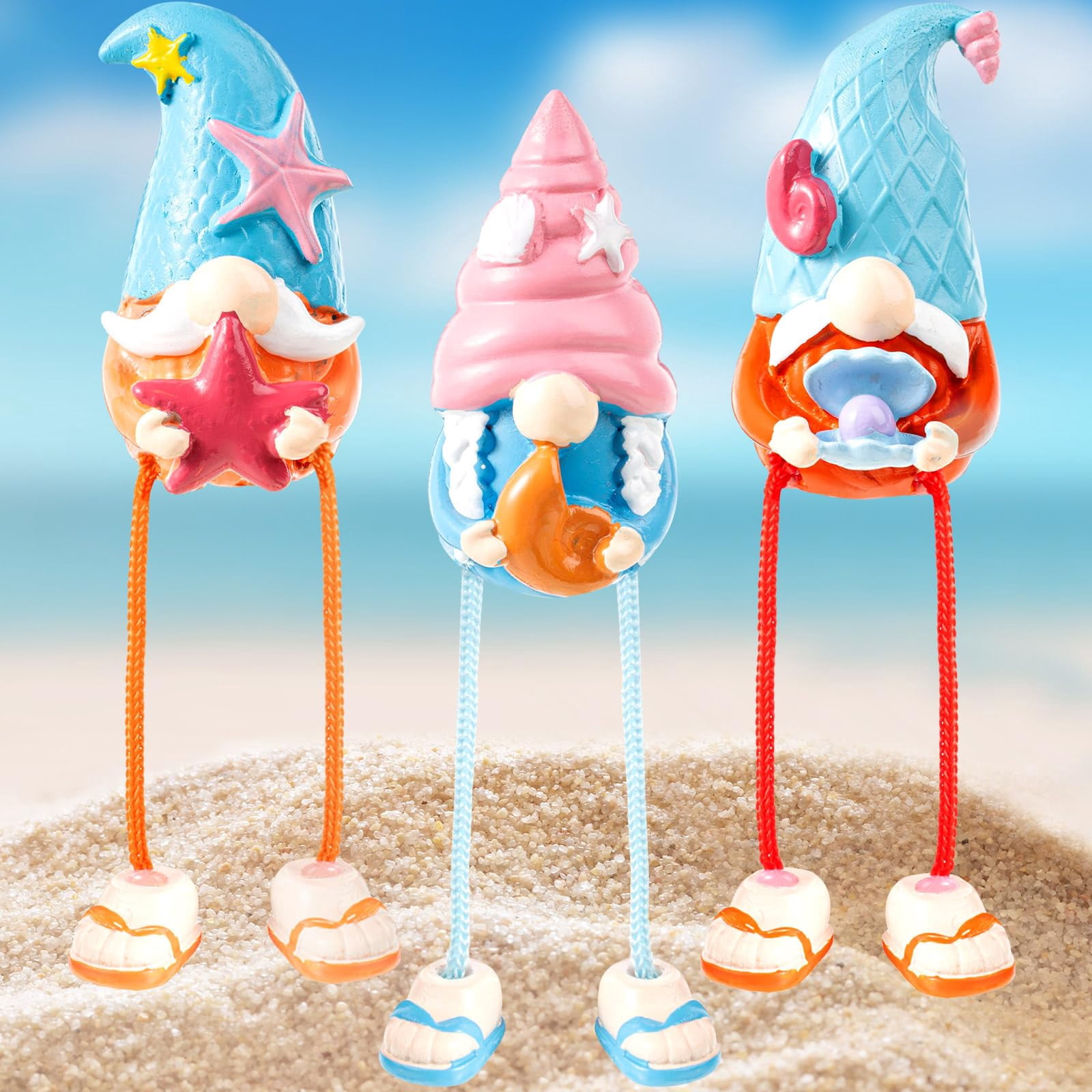 Anglechic 3 Pcs Beach Gnomes Resin Figurines Ocean Collectible Table ...