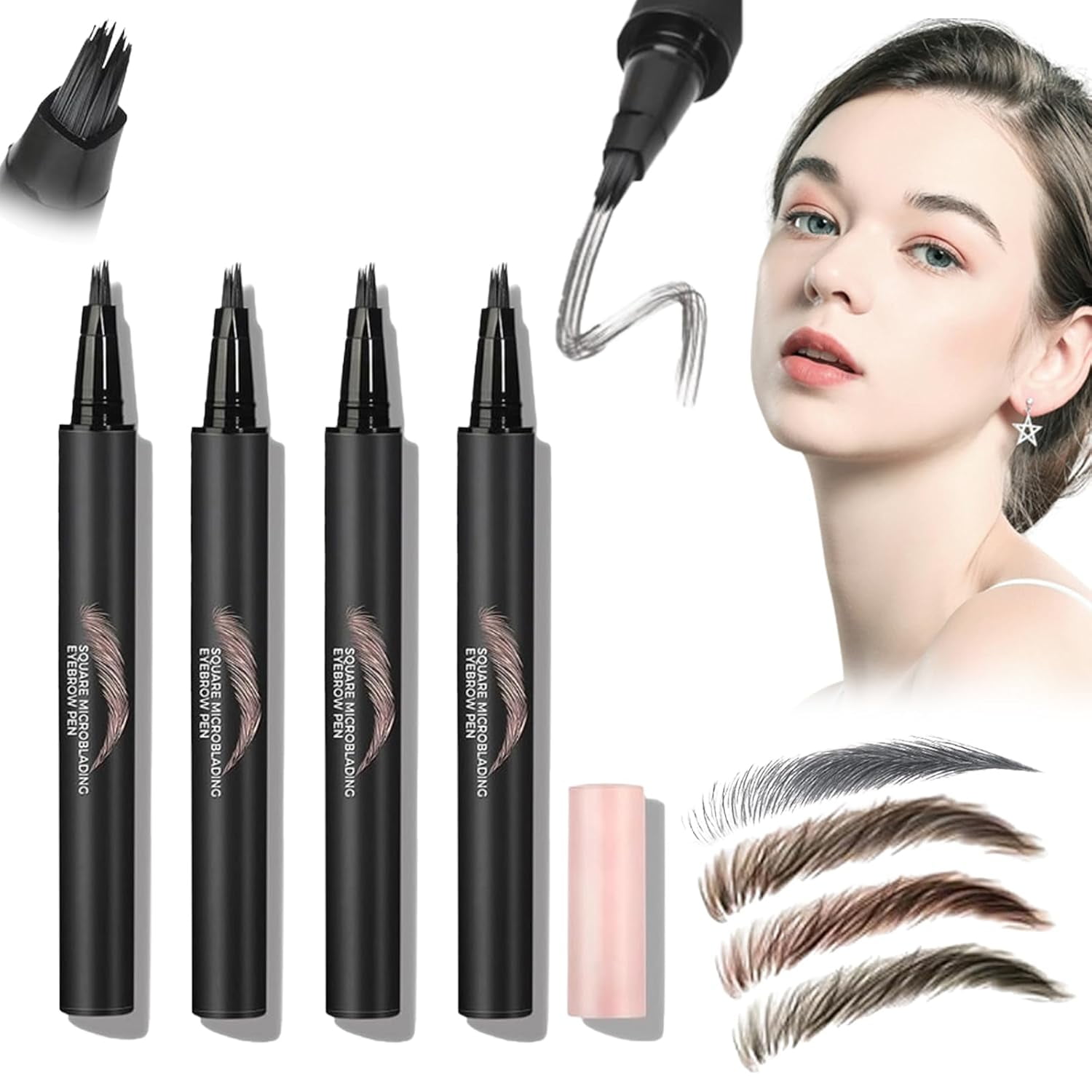 Angled Brow Brush Liquid Brow Paste, 4-Head Split Waterproof Eyebrow ...