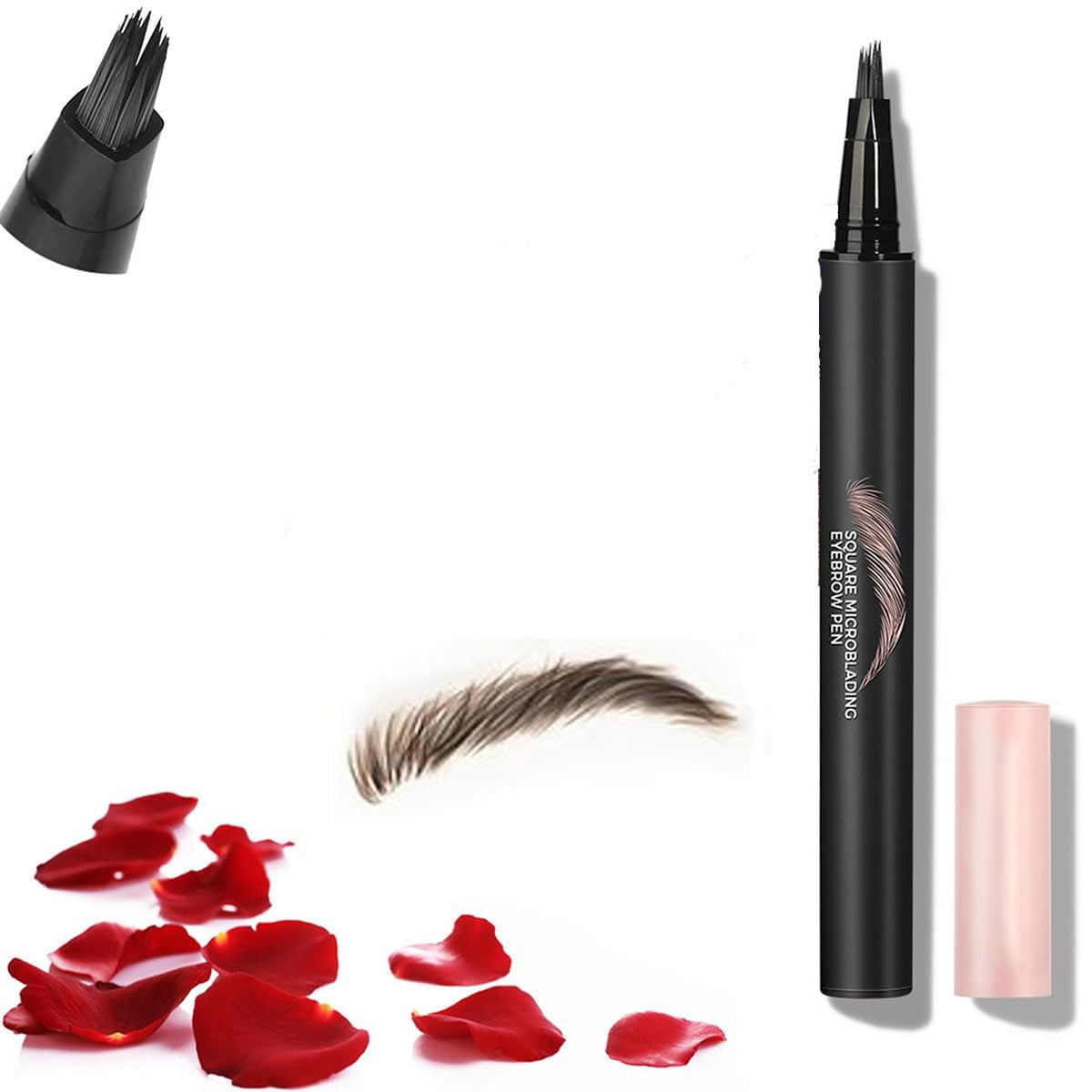 Angled Brow Brush Liquid Brow Paste,Angled Brow Brush Set, 4-Head Split ...