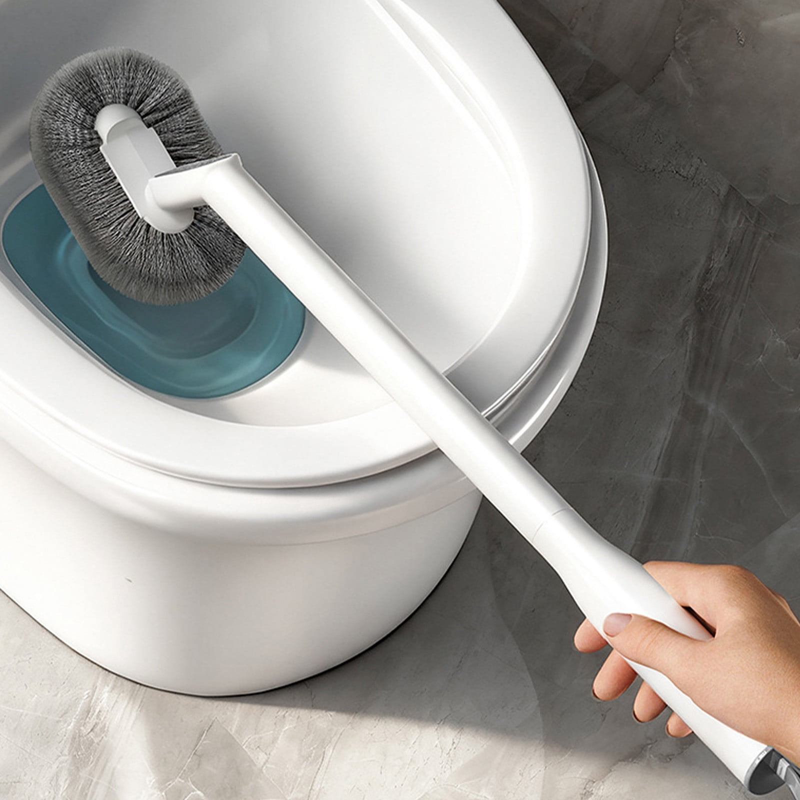 Angled Head Toilet Brush 19.69 Inch Plastic Stiff Bristle Bathroom ...