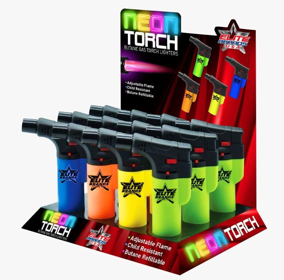 Angled Jet Flame Torch Lighters, Bulk Pack of 12, Windproof Butane ...