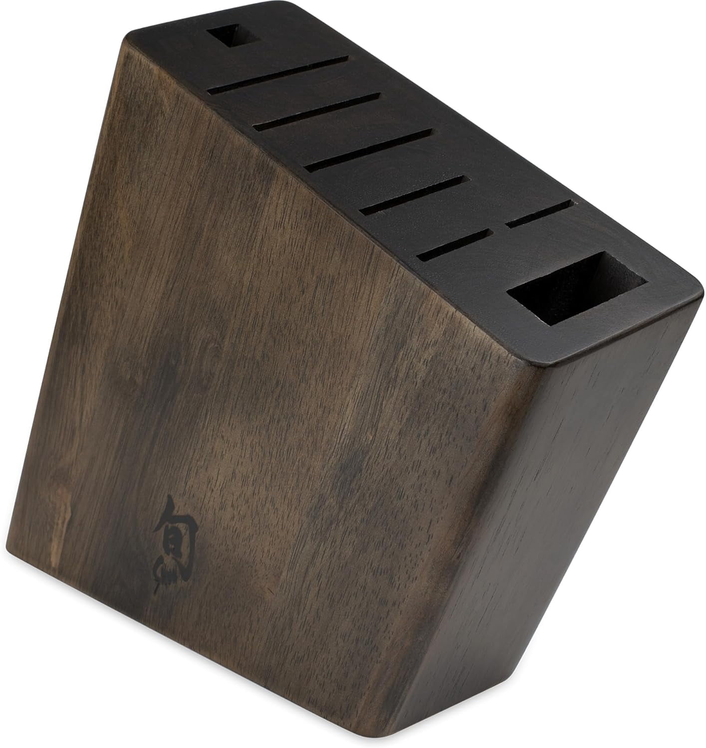 Angled Knife Block, 8 Slot Wooden Knife Holder, Made from Genuine Dark ...