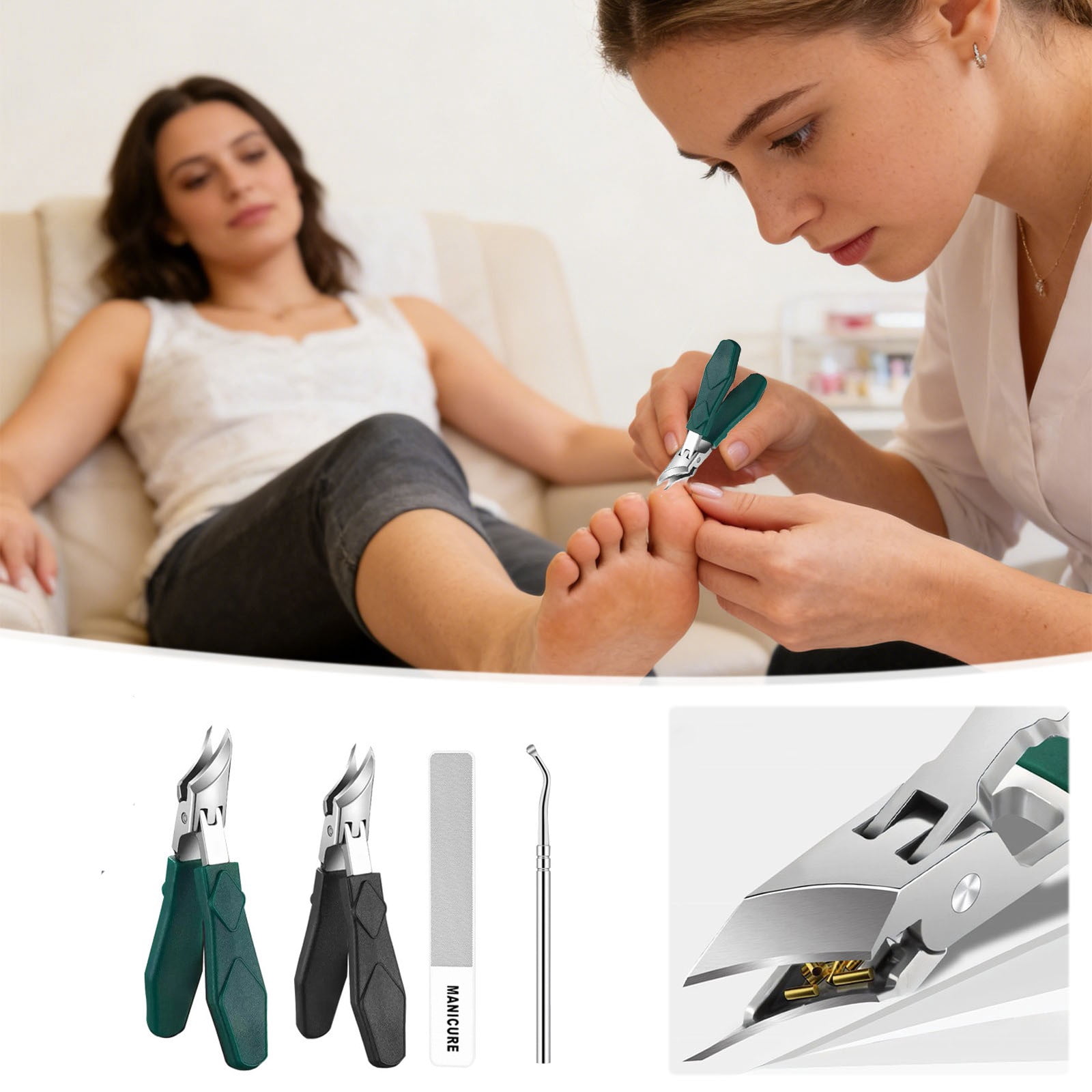 Angled Nail Clippers Set,Heavy Duty Slanted Anti-Splash Nail Trimmer ...