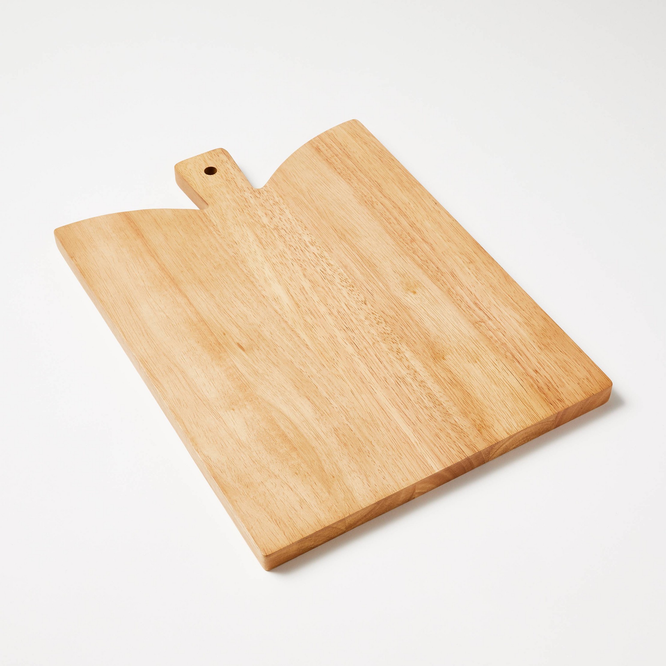 Angled Paddle Serving Board Brown : Rubberwood Tray with Handles, FSC ...