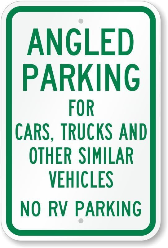 Angled Parking No Rv Parking Weatherproof Metal Aluminum Sign SIZE: 12 ...