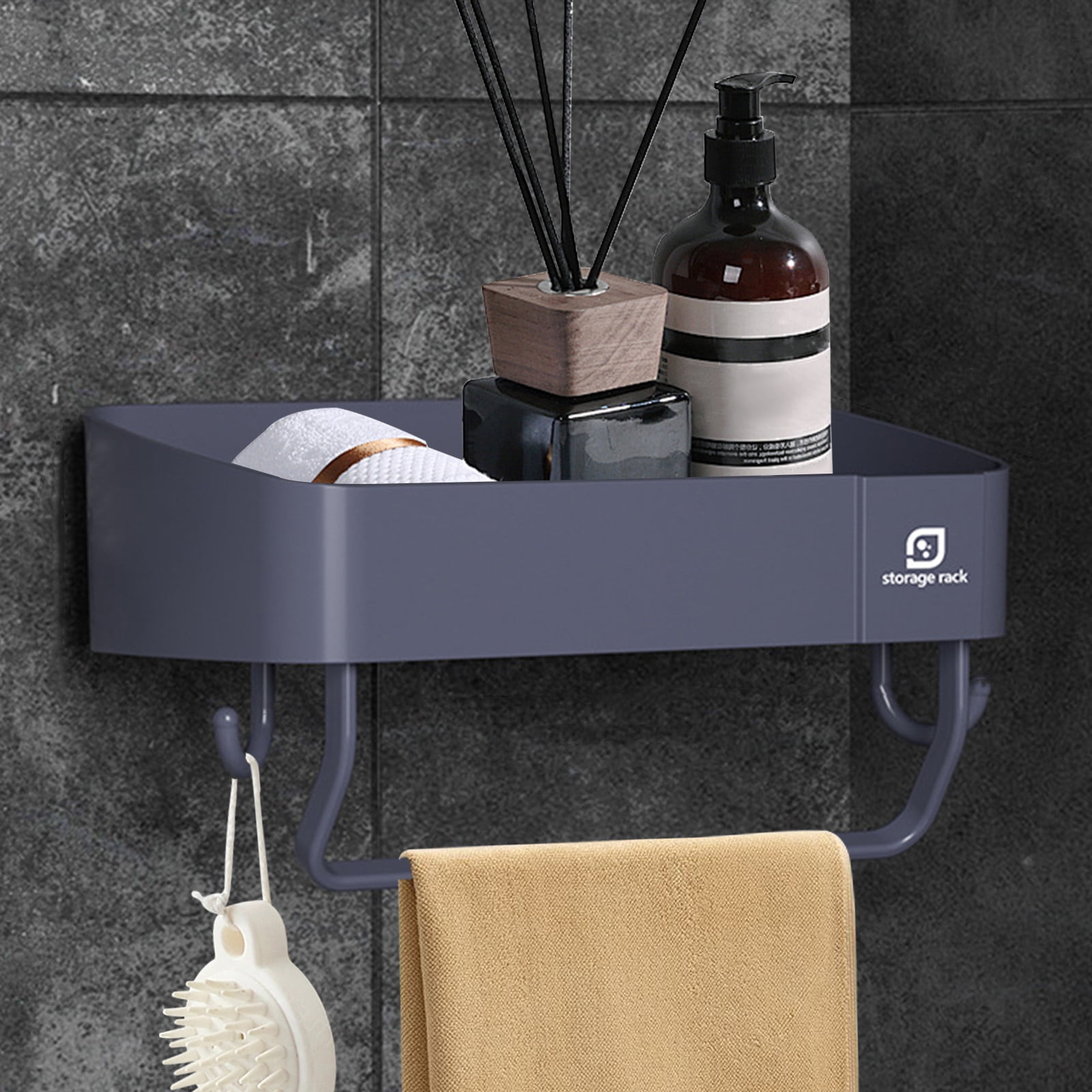 Angled Wall Corner Shelf (10.39"×2.75"×4.33"), Punch-Free Bathroom ...