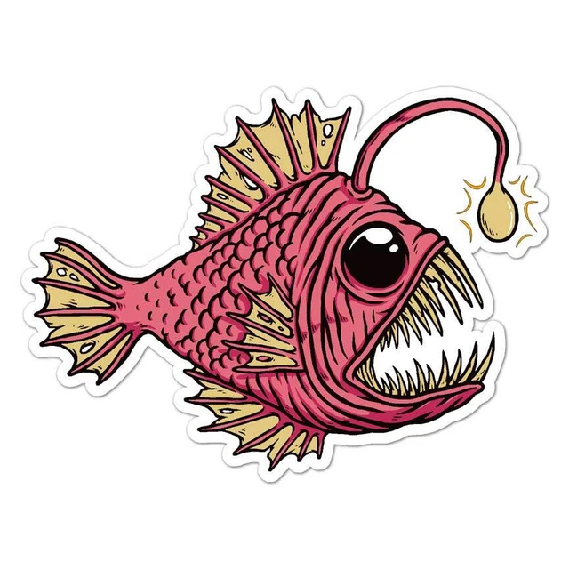 Angler Deep Sea Fish Sticker Indoor Outdoor Phone Decal Water Bottle ...