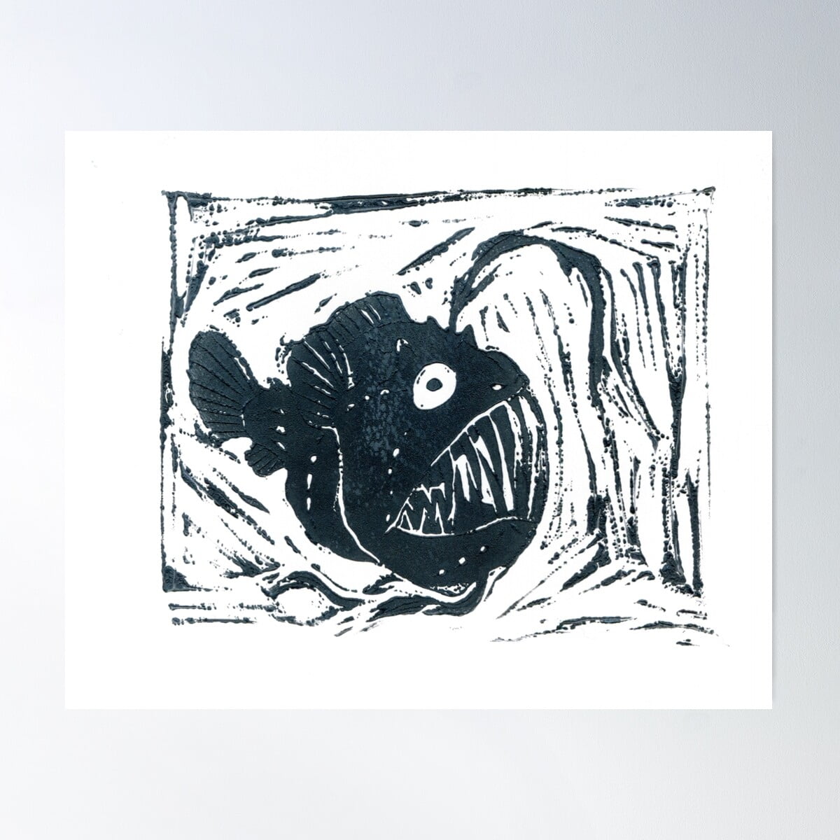 Angler Fish Balck Poster Wall Art, Modern Wall Decor For Living Room ...