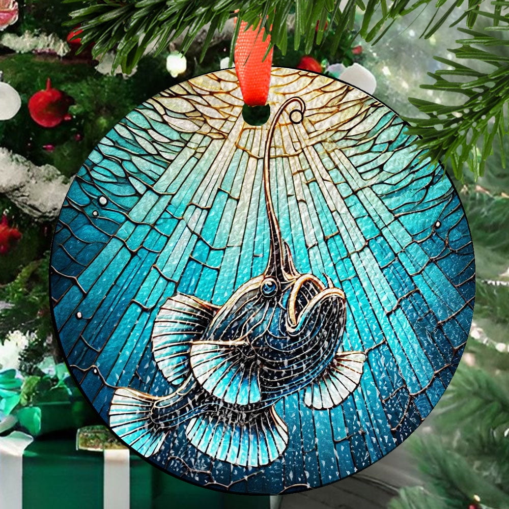 Angler Fish Glass Suncatcher, Unique Anglerfish Window Art, Deep Ocean ...