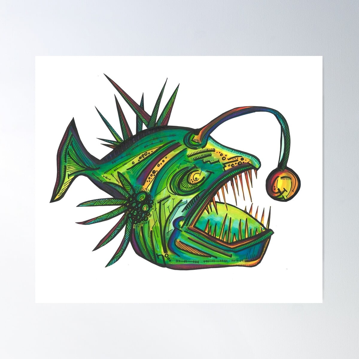 Angler Fish Poster Wall Art, Modern Wall Decor For Living Room Bedroom ...