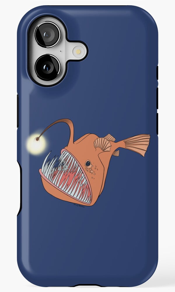 Angler Fish Retro Ocean Life Art Design Phone Case for iPhone 17 16 15 ...