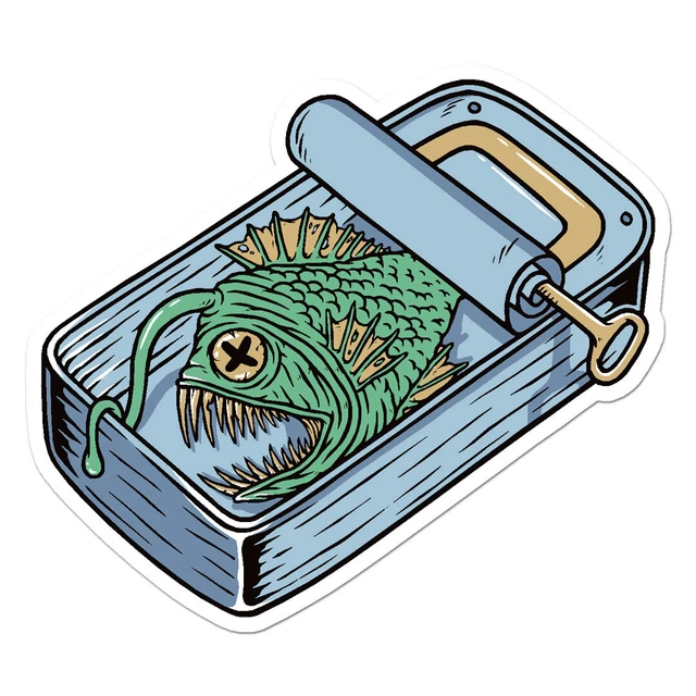 Angler Fish Sardine Can Sticker Phone Decal Water Bottle Stickers Car ...