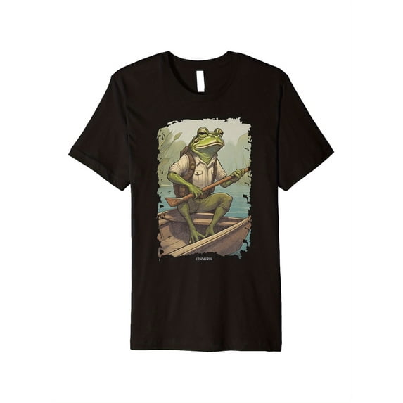 Angler Fishing Sailing River Funny Retro Toad Premium T-Shirt, 100% ...