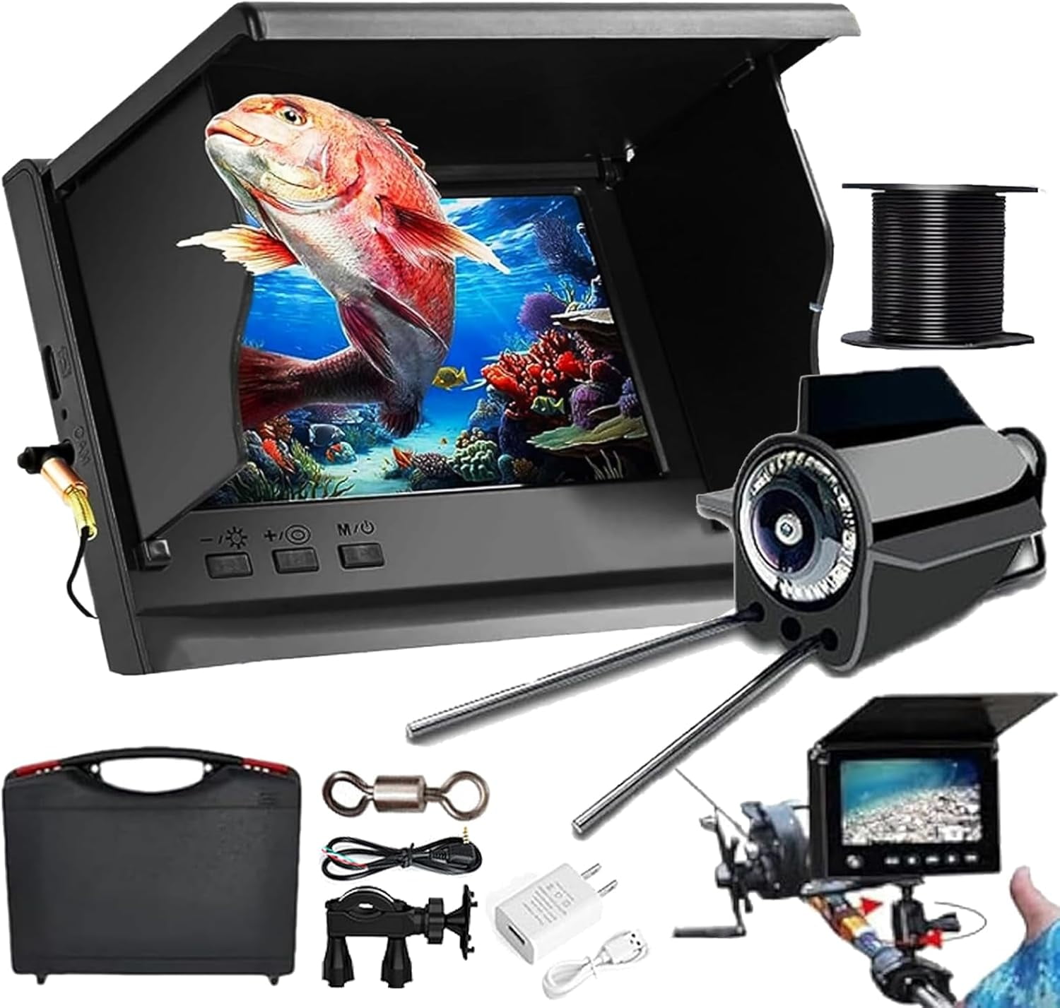 Anglereye Underwater Fishing Camera, 4.3 Inch HD Waterproof Ice Fishing ...