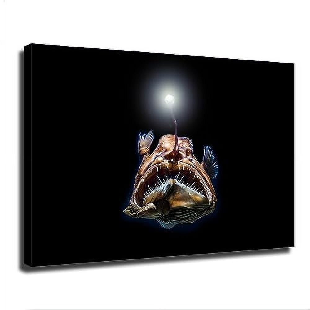 Anglerfish Deep Sea Creature Fish Posters Canvas Print Wall Art Modern ...