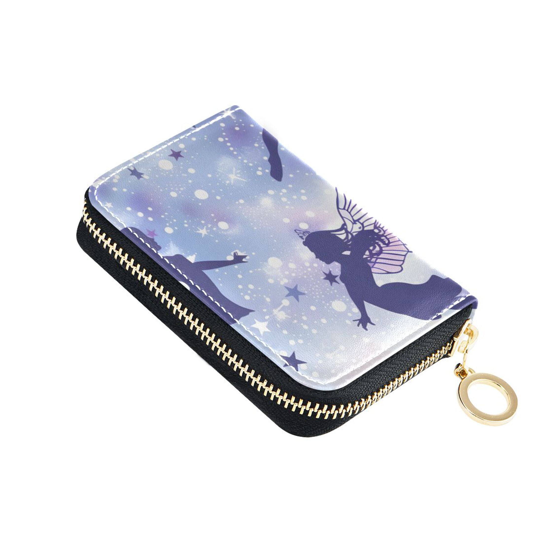 Angles Flying Stars Dreamy Color Women's Credit Card Holder PU Leather ...