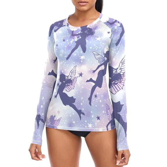 Angles Flying Stars Dreamy Color Women's Rash Guard Shirts UPF 50+ Sun ...