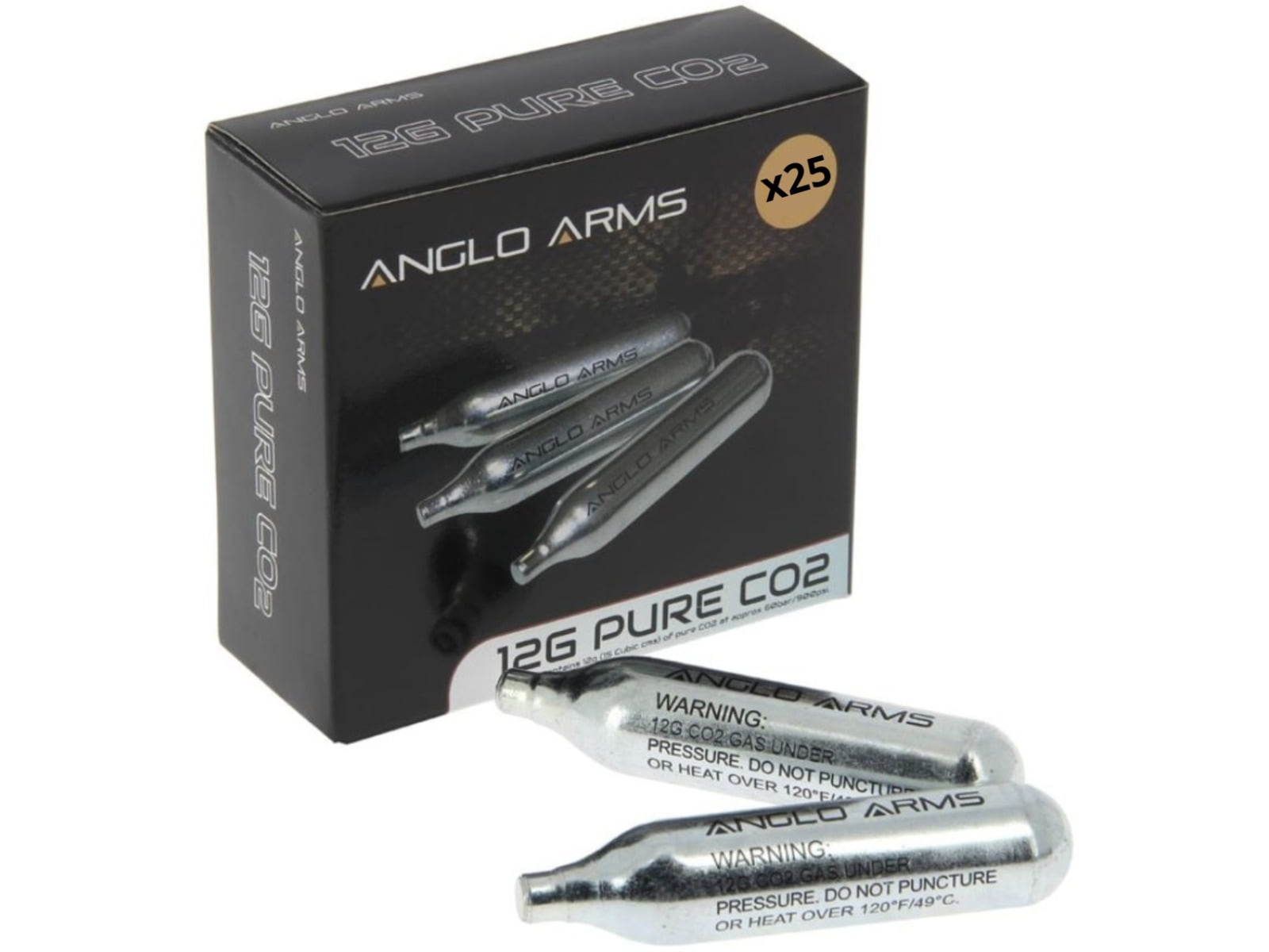 Anglo Arms Packs 12g Co2 Gas Capsule Cartridge Airsoft Rifle Pistol Gun ...