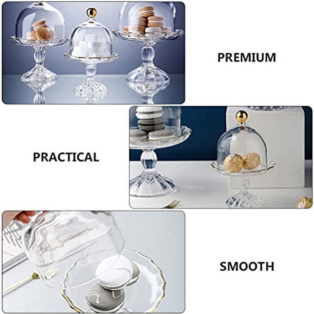 Angoily Footed Cake Plate Server Glass Clear Cloche Dome Mini Cake ...