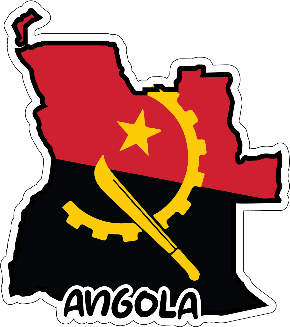Angola Map Flag Sticker Decal 4 Inches - 4 inch - Walmart.com
