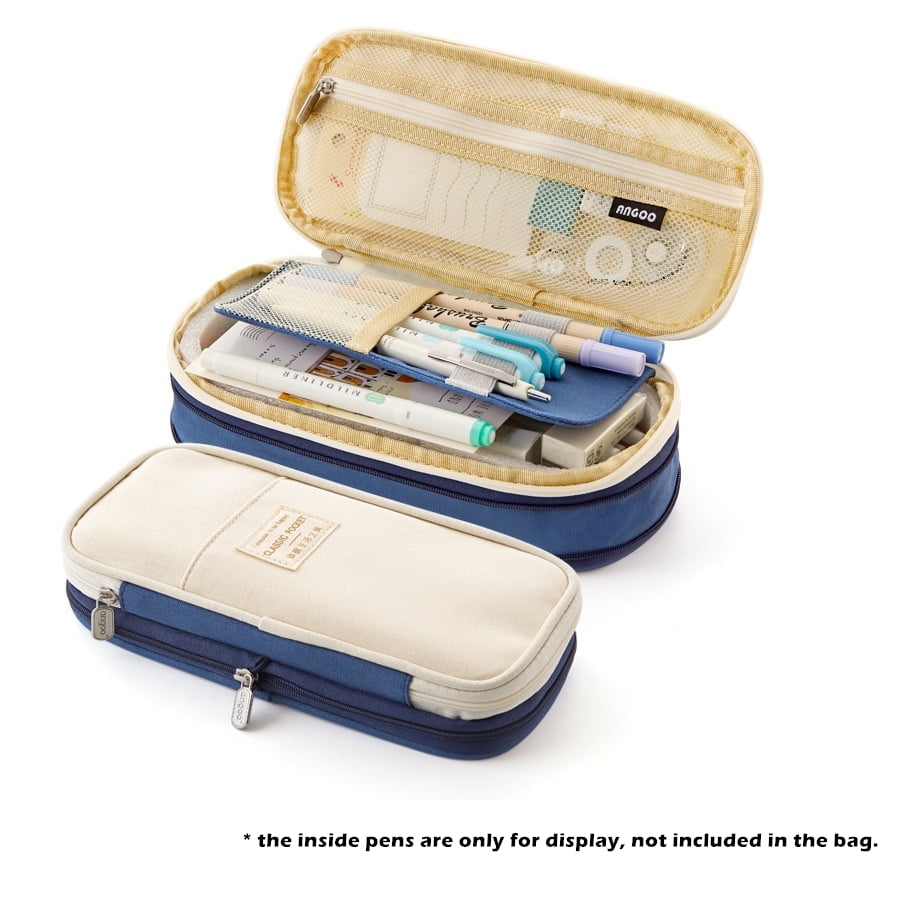 Angoo [C-Block] Classic Pocket Pen Pencil Case, Fold Canvas Stationery ...