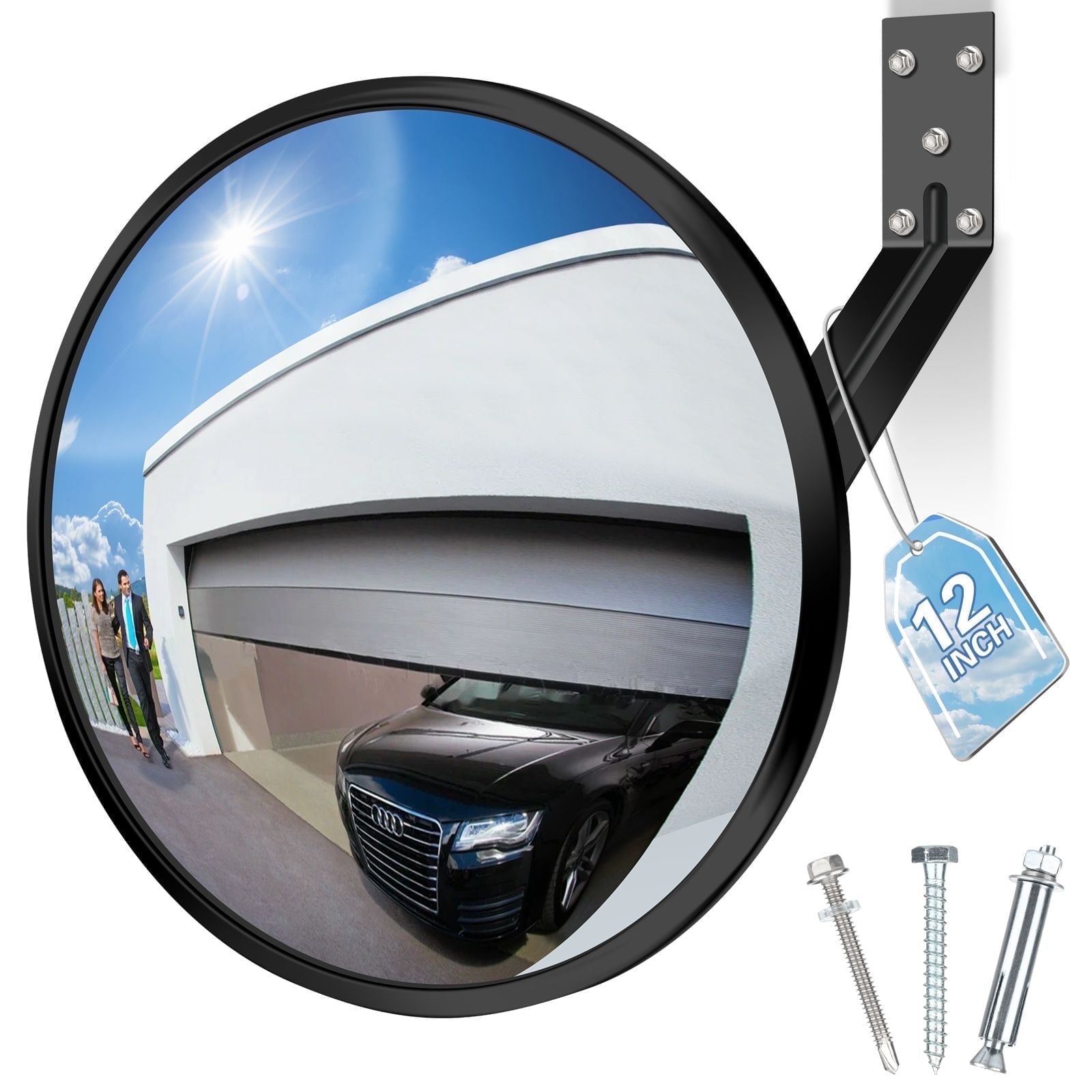 12” Acrylic Convex Mirror - Adjustable Angle View Security Traffic ...