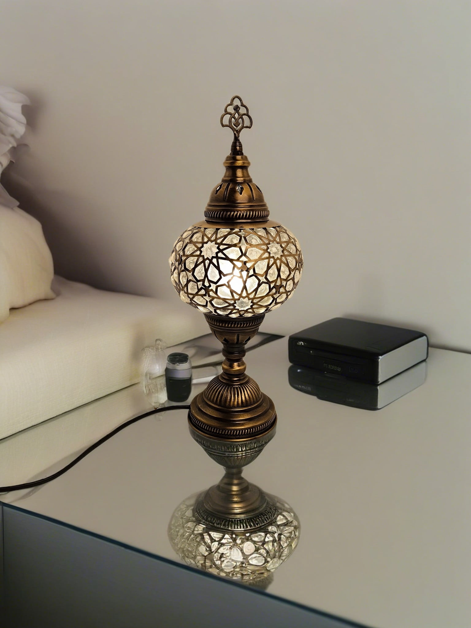 Angora Elif Small Decorative Table Lamp | Turkish Blowing Glass Desk ...