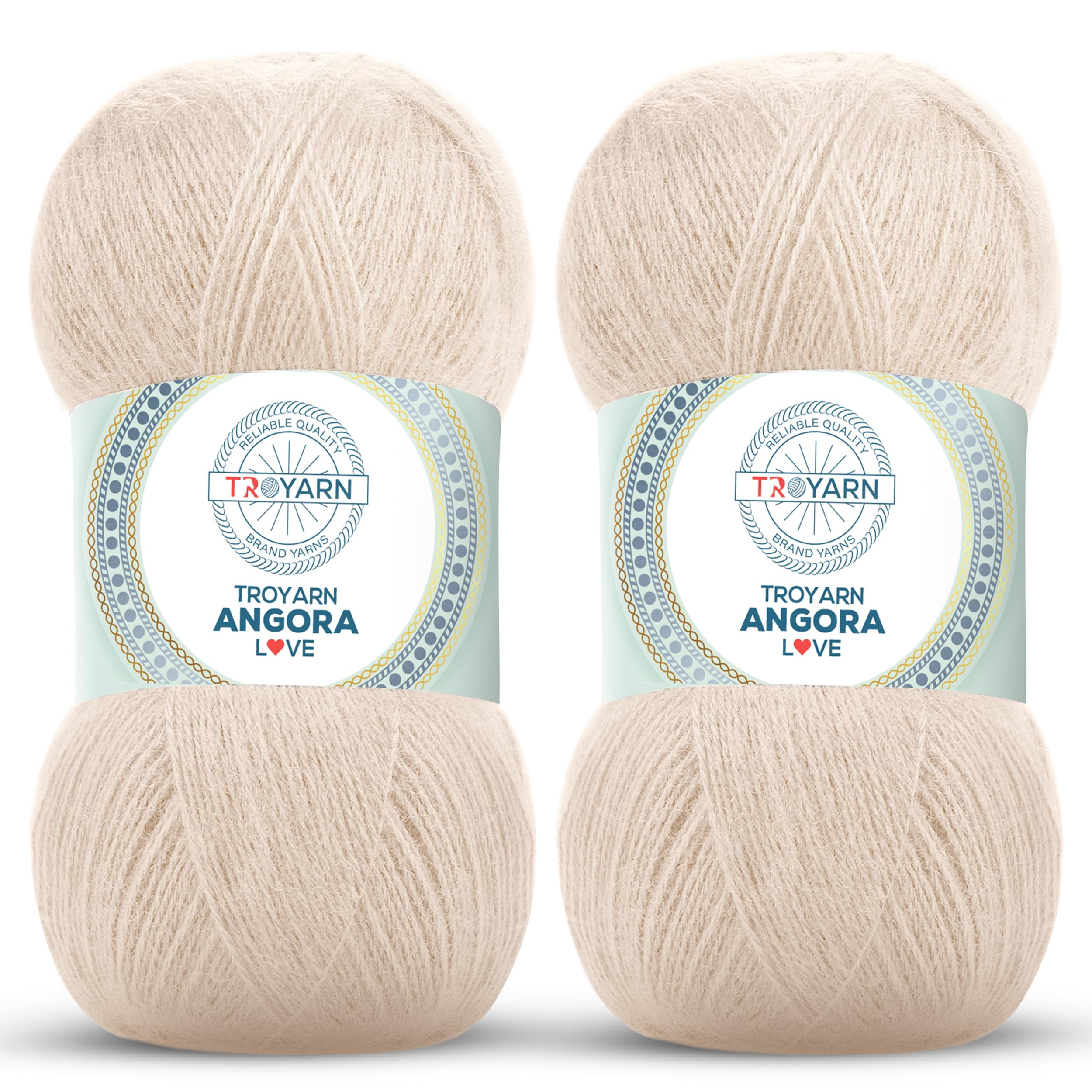 Angora Love (2-Skeins Pack Angora Yarn) 20% Wool 80% Acrylic Thread ...