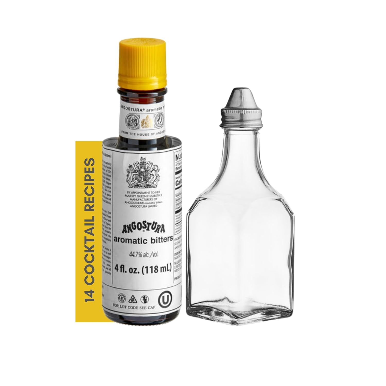 Angostura Aromatic Bitters 4oz Essential Bitters for Cocktails & Old Fashioned Bundle with Clear ...
