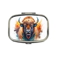Angry American Bison Buffalo Watercolor Small Travel Handbag Pill Box ...
