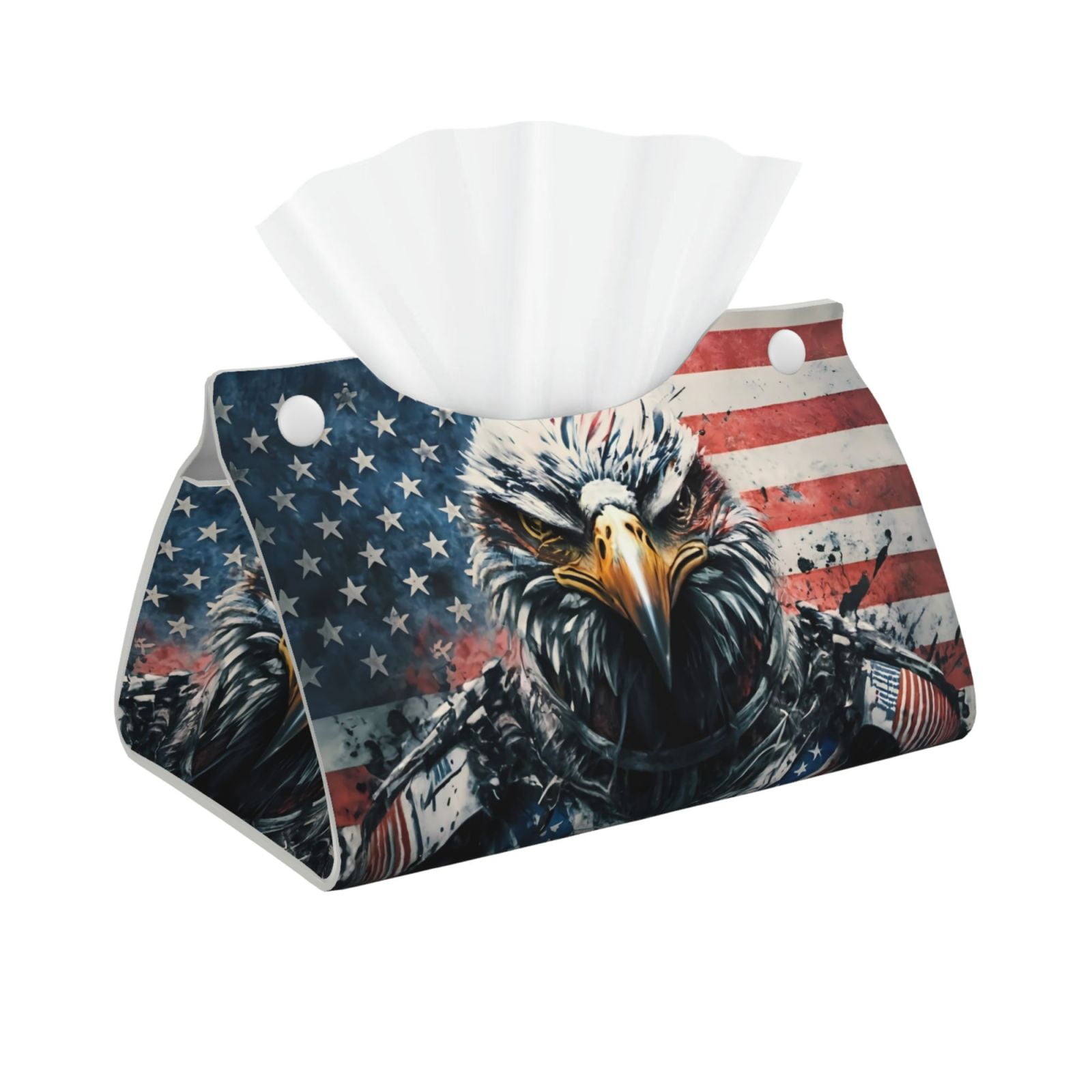 Angry American Eagle Flag Leather Tissue Box Cover - Long PVC Tissue ...