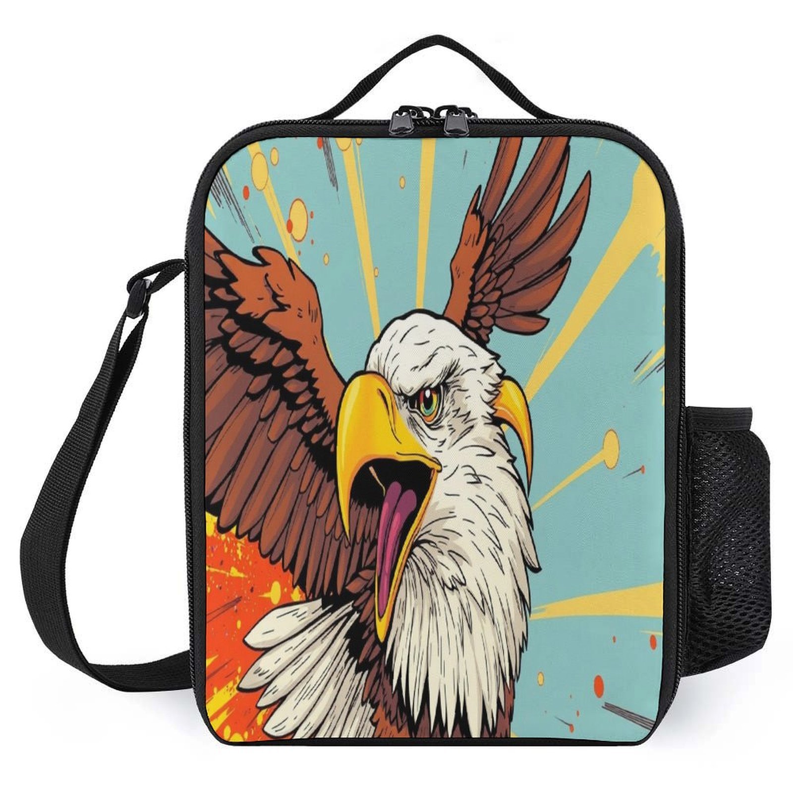 Angry American Eagle Lunch Bag Cooler Warm Insulated Lunch Box School ...