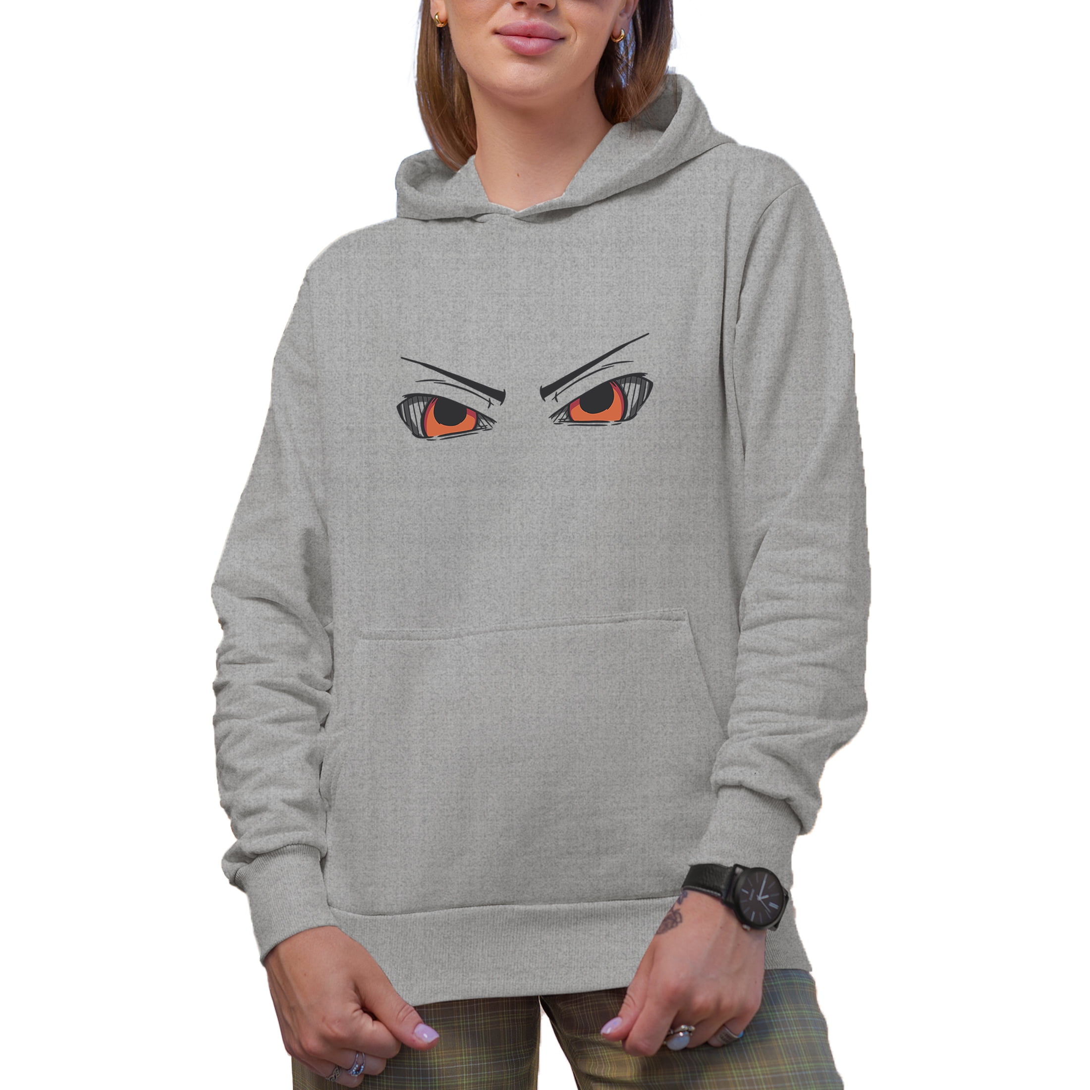 Angry Anime Eyes, Heather Grey Hooded Sweatshirt or Hoodie, Large ...