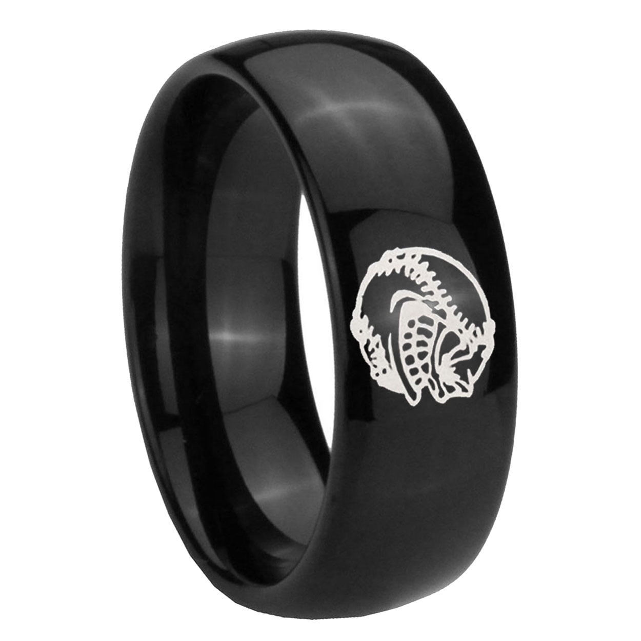 Angry Baseball 8MM Black High Polish Dome Tungsten Men's Ring - Walmart.com