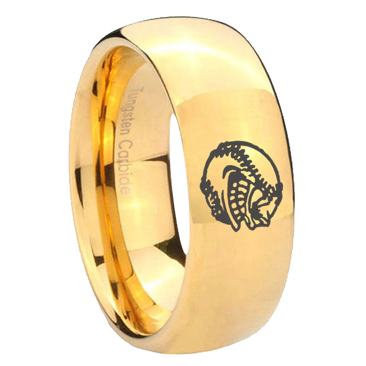 Angry Baseball 8MM Dome Gold Plated Tungsten Men's Ring - Walmart.com