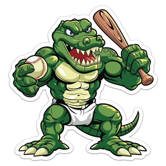 Angry Baseball Alligator Sticker Phone Decal Water Bottle Stickers Car ...
