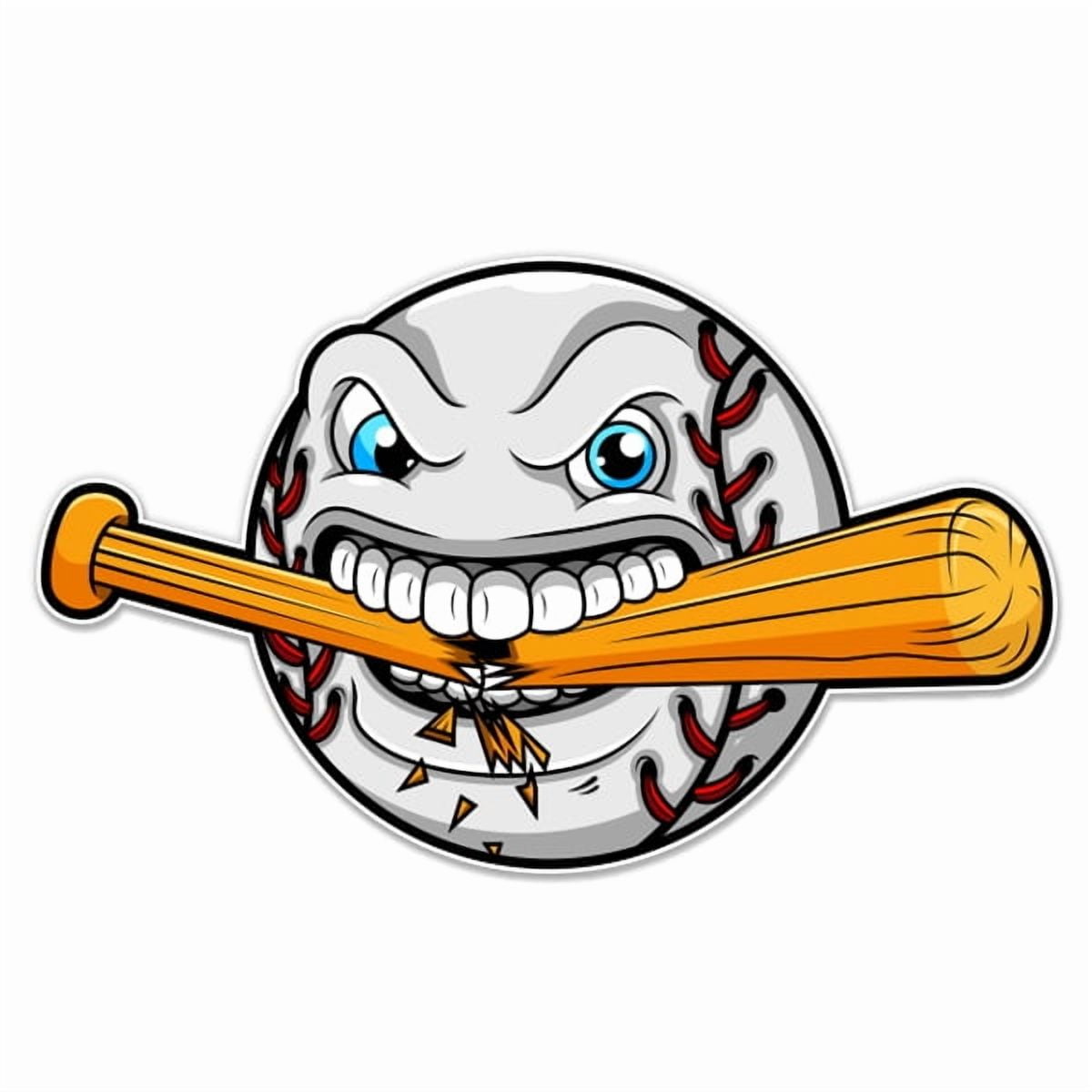 Angry Baseball Ball Bat - 3" Vinyl Sticker - For Car Laptop Water ...