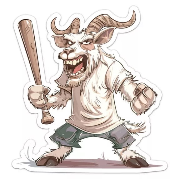 Angry Baseball Goat Sticker Phone Decal Water Bottle Stickers Car ...