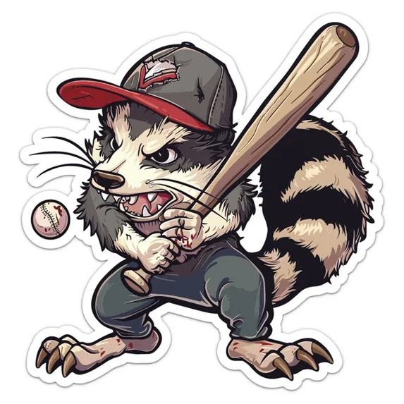 Angry Baseball Opossum Sticker Phone Decal Water Bottle Stickers Car ...